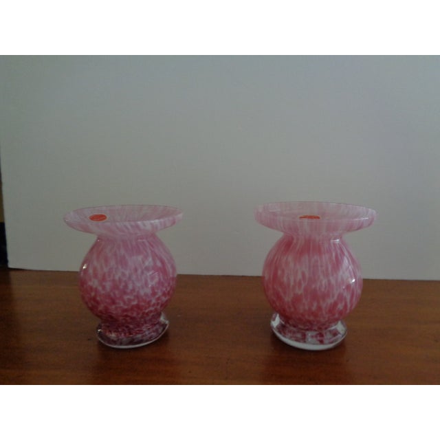 Murano Glass Pink Confetti Vases - a Pair | Chairish