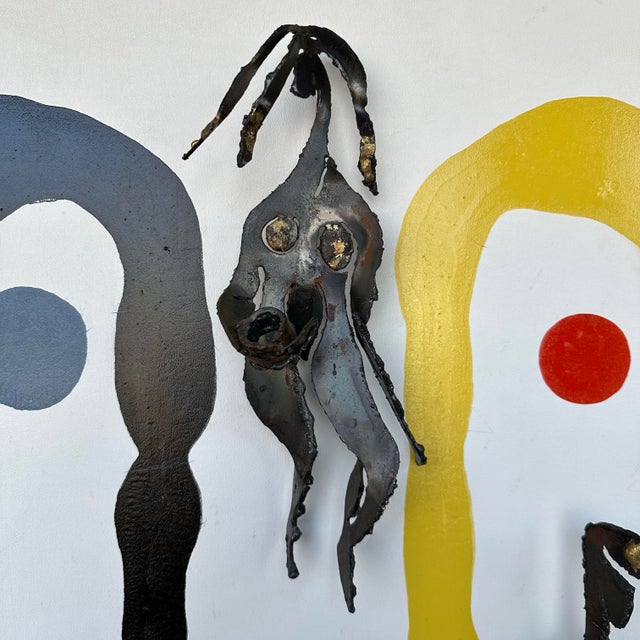 Abstract Miro Style Multimedia Painting in a Witco Frame | Chairish