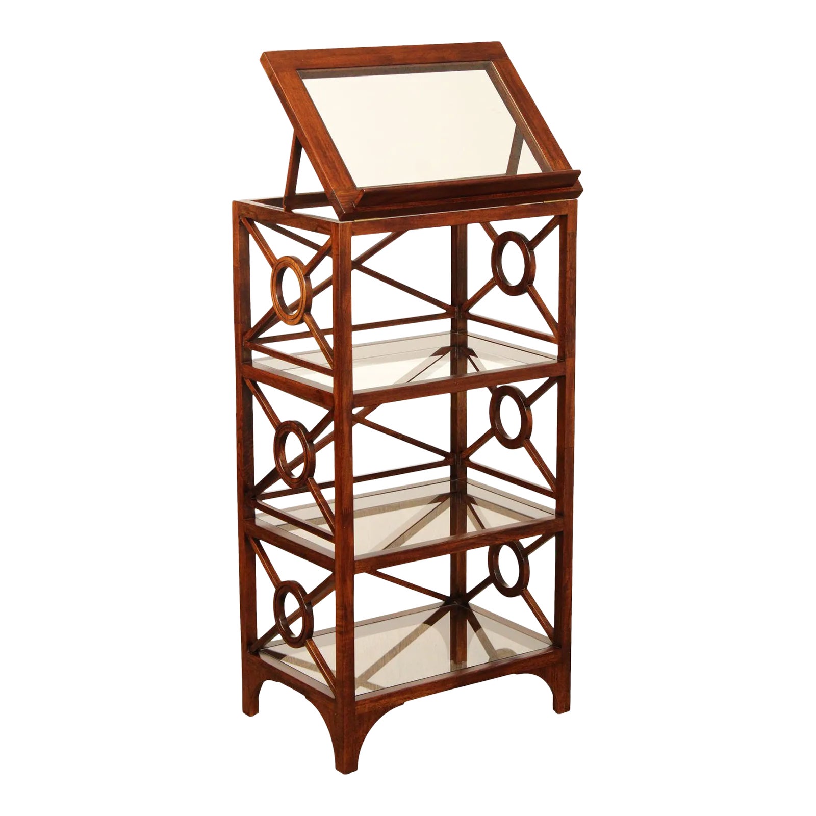 Selamat Designs Mahogany And Glass Shelf Etagere | Chairish
