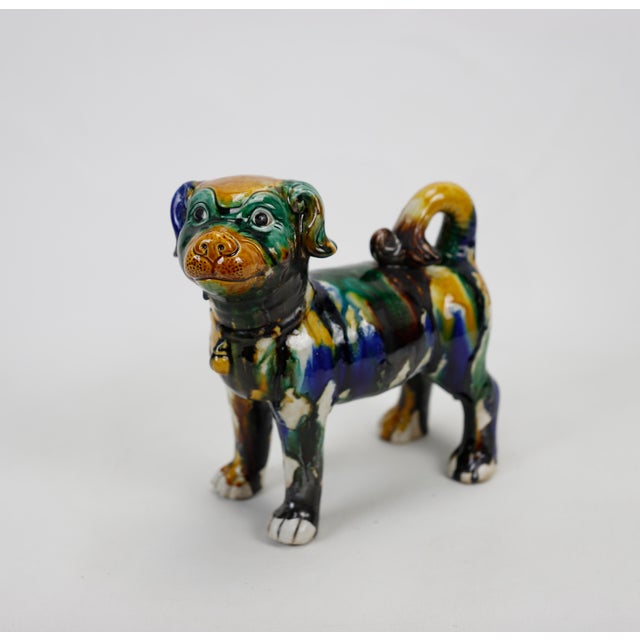 A Pair of 1970s Vintage Multi-Colored Foo Dog Sculptures | Chairish