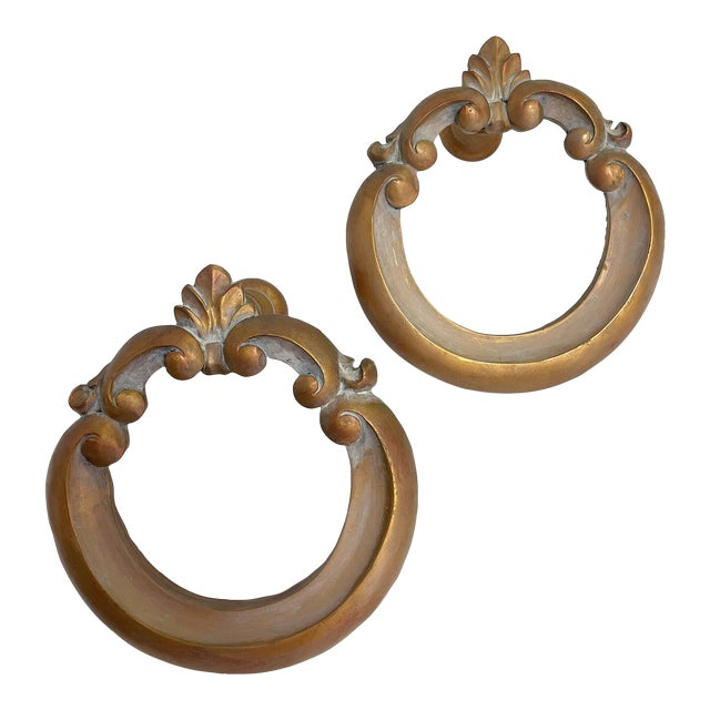 Mid 20th Century French Carved Wood Curtain Tiebacks- a Pair | Chairish