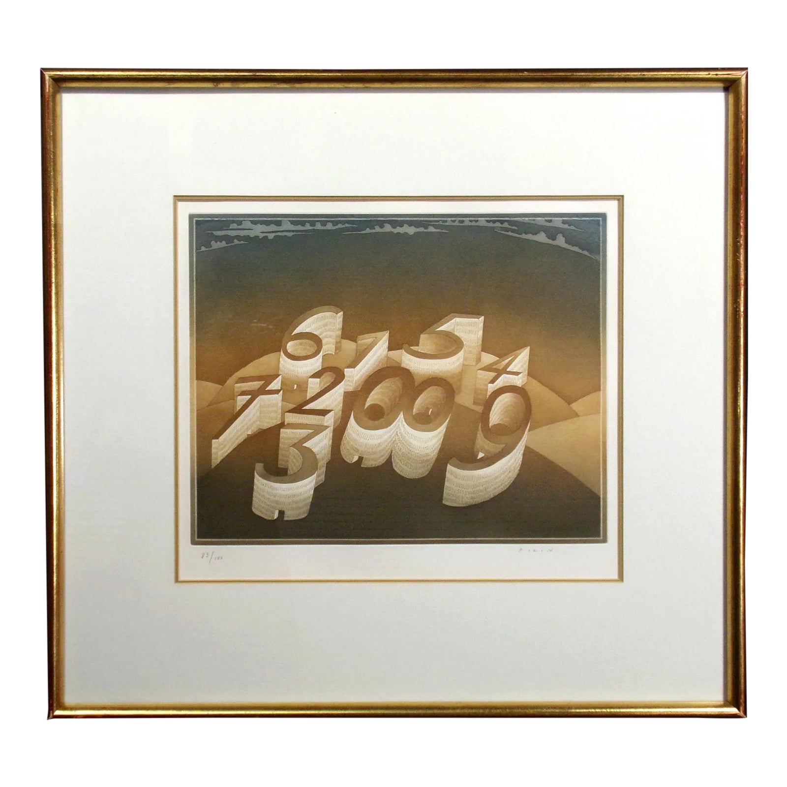 Jean-Michel Folon "Numbers" Hand Signed Aquatint Art Etching | Chairish