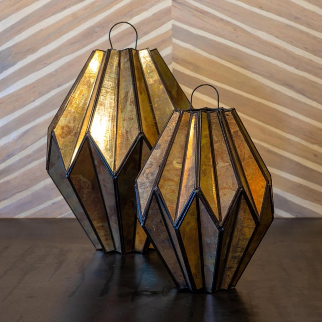 21st Century Mexican Gilded Glass Lantern (Large) | Chairish