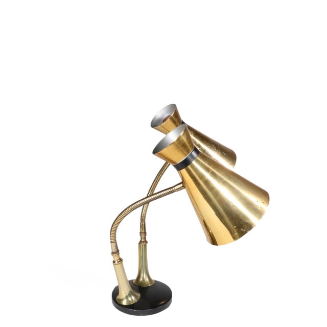 Mid Century Two Light Gooseneck Desk Lamp C. 1950/60's | Chairish
