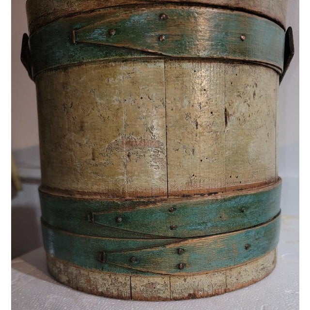 19thc Original Blue & Mustard Painted Furkin/Bucket | Chairish