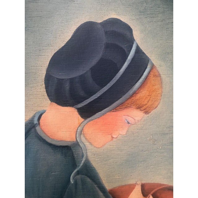 Portrait of an Amish Girl Oil Painting, Framed | Chairish