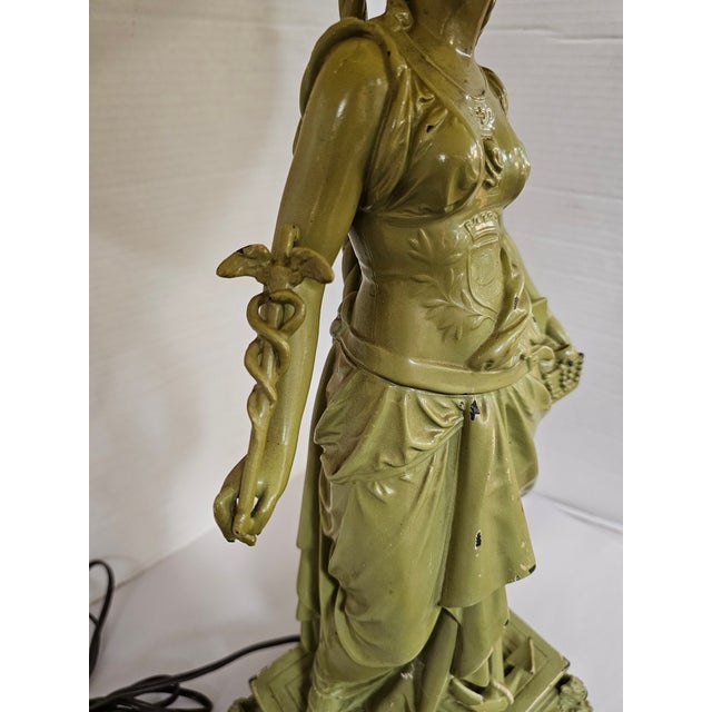 Victorian Goddess Iris Metal Statue Treasure Chest Table Lamp With ...