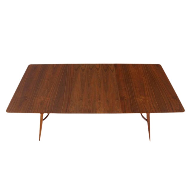 Mid-Century Modern Walnut Sculptured Base Dining Table | Chairish