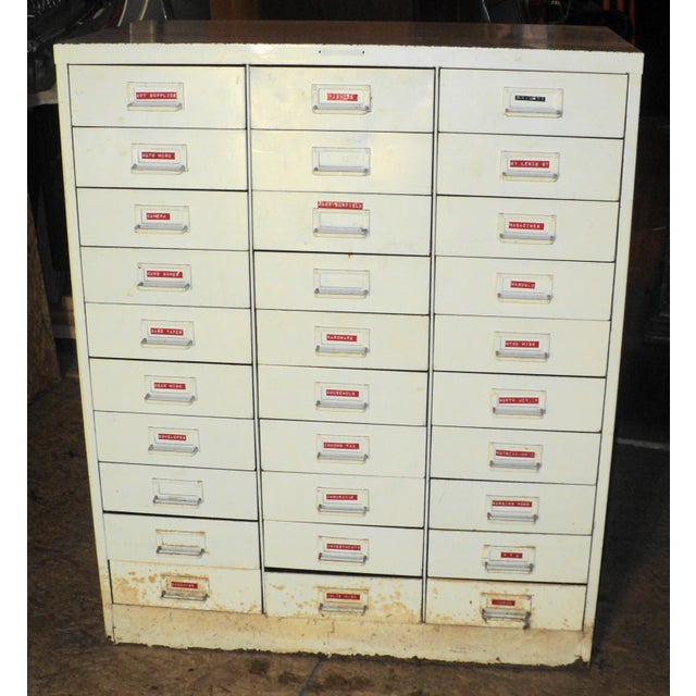 Mid 20th Century Vintage Industrial Multi Drawer Metal Cabinet | Chairish