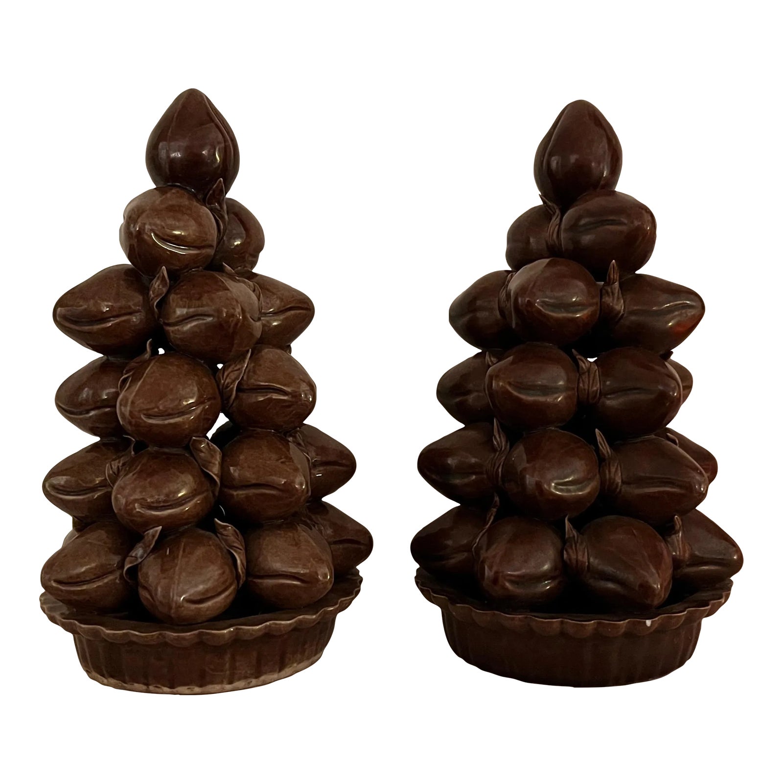 19th Century Chinese Brown Monochrome Porcelain Altar Temple Fruit ...