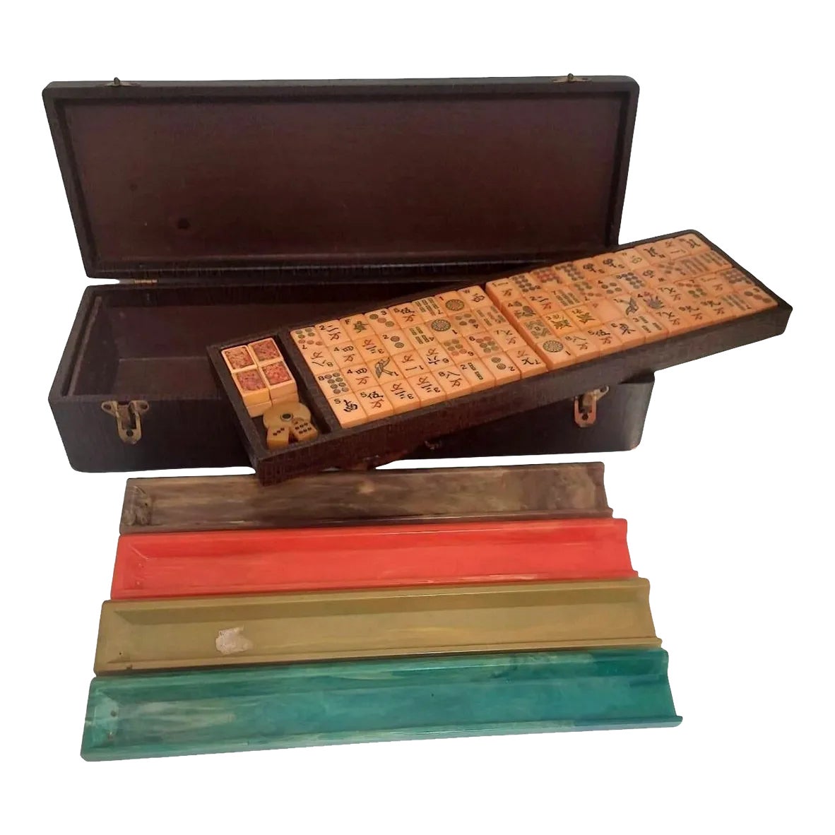 Bakelite Mahjongg Case Butterscotch 152 Tiles Big Joker Multi-Color ...
