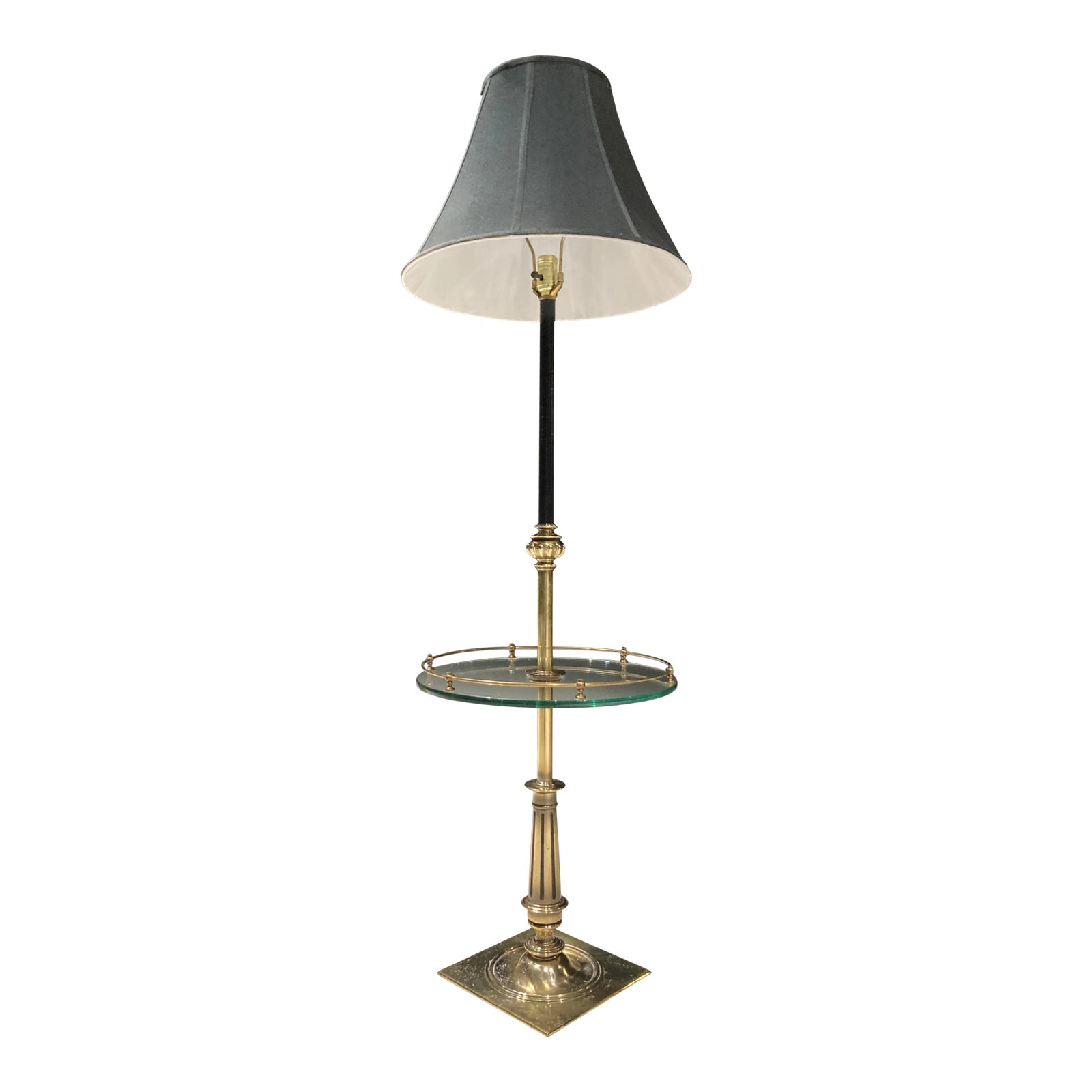 Stiffel Solid Brass Glass Table Floor Lamp With Black Enamel & Regency ...