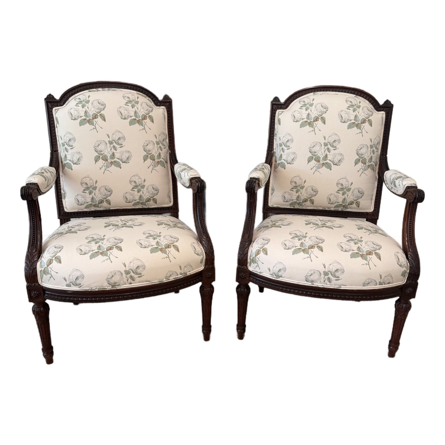 Vintage Louis XVI French Neoclassical Arm Chairs Newly Upholstered in ...