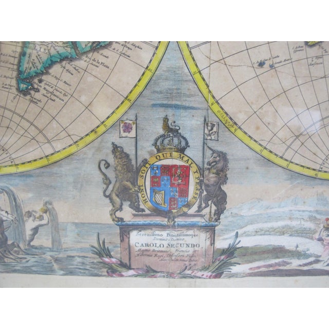 Antique 1680 Orbis Terrarum Nova Et Ac⁹curatissima Tabula 2 Hemisphere ...