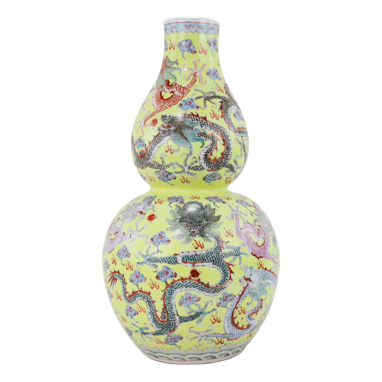 20th Century Vintage Famille Rose Hu Lu Ping Qian Long Mark Vase | Chairish