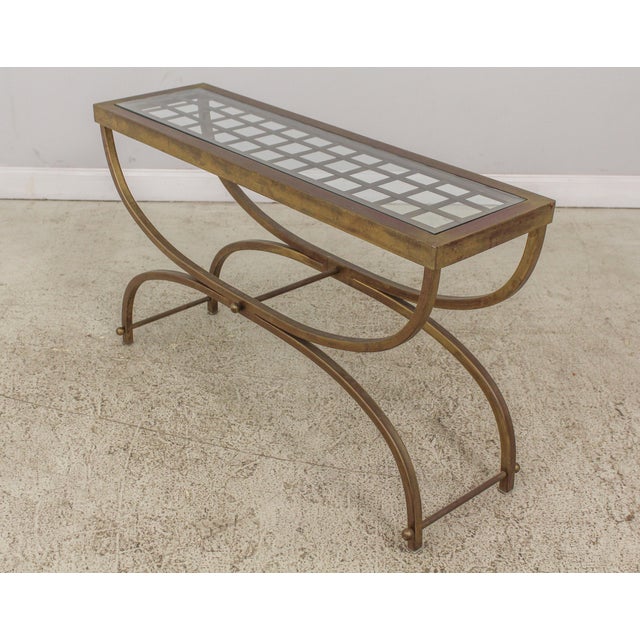 Modern Design Metal & Glass Top Console Sofa Table | Chairish