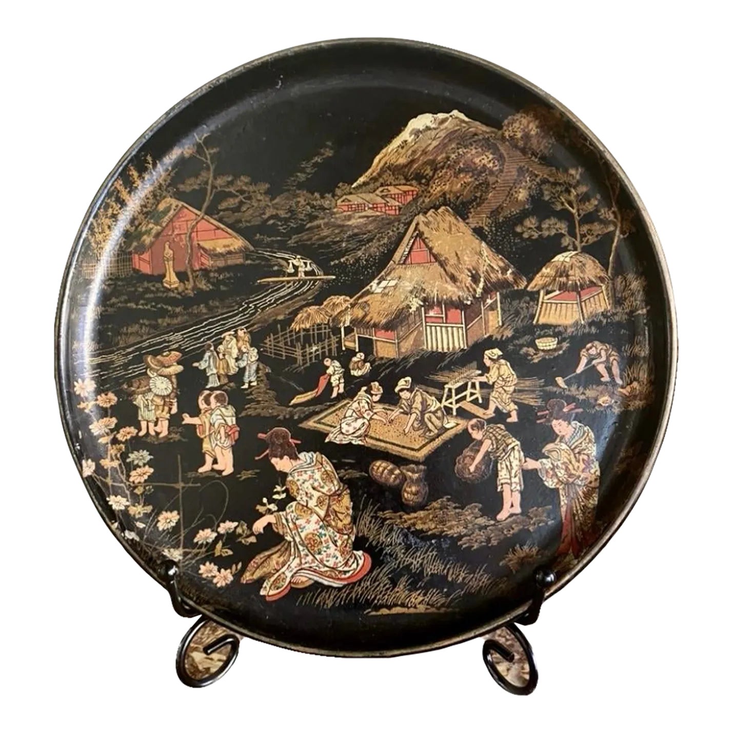 Circa 1850, Small Chinese Papier-Mâché / Lacquer Plate | Chairish