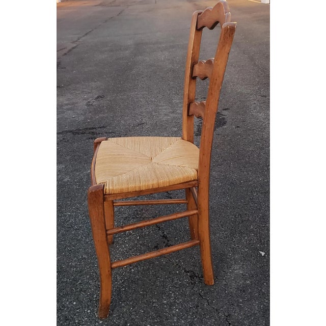 Mid 20th Century French Country Farmhouse Ladder Back Fruitwood and ...