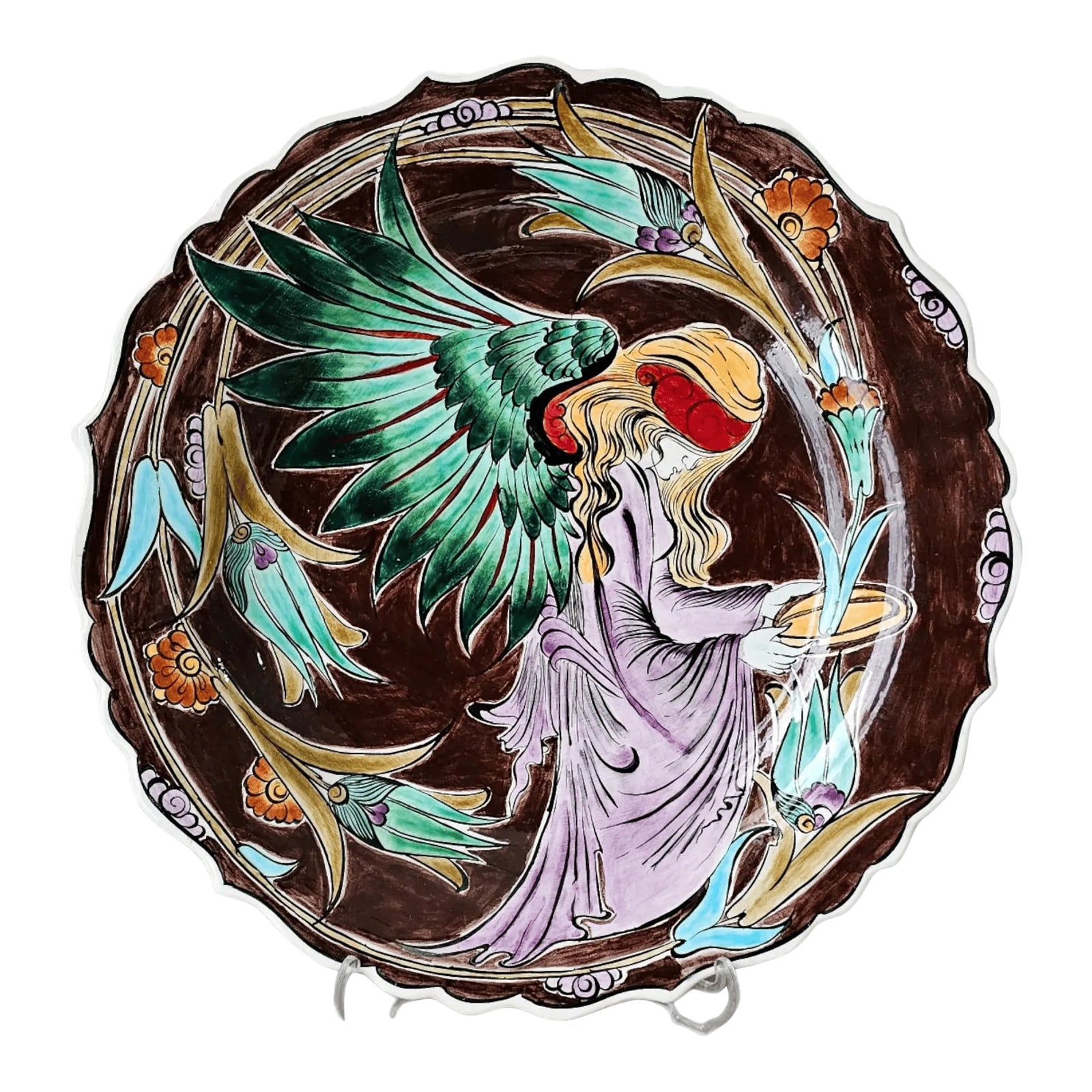 1990s Handmade Angel Ceramic Plate | Chairish