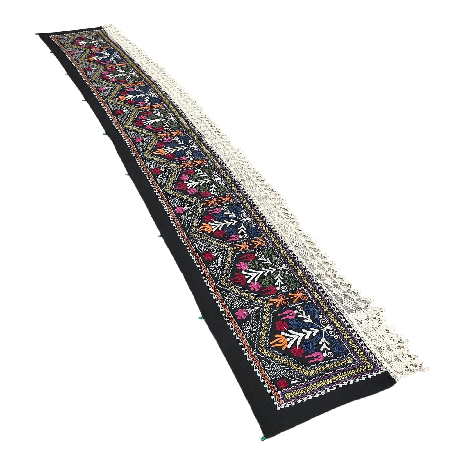Vintage Suzani Table Runner / Tapestry - 12'9" x 2' | Chairish