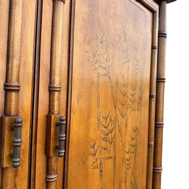 1970s Vintage Dixie Aloha Faux Bamboo Wood Armoire Dresser | Chairish