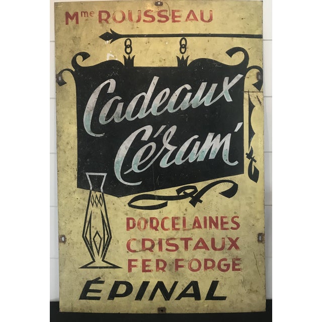 French Two-Sided Store Sign Vetements and Cadeaux Ceram | Chairish