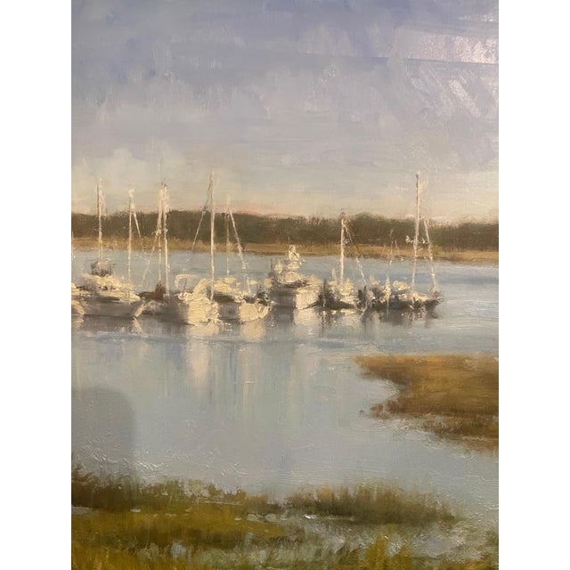 Framed Oil on Canvas Panel "Grassy Inlet" by Sue Foell | Chairish