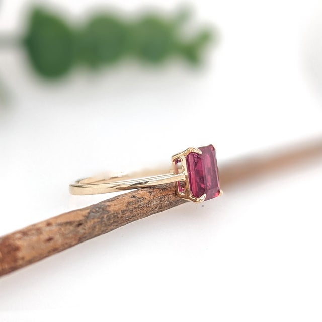 2.2ct Ruby Solid 14k Gold Emerald Cut Solitaire Ring Size 6.75 | Chairish