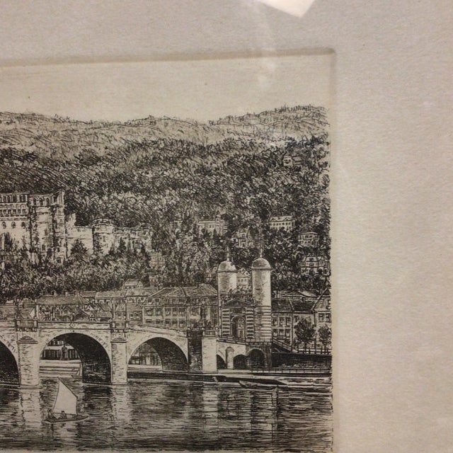 Heidelberg Castle Bridge Etching Signed by Karl Zwicker | Chairish