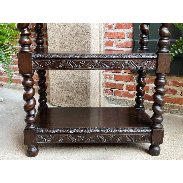 Antique French Carved Oak Server Sideboard Barley Twist Bookcase ...