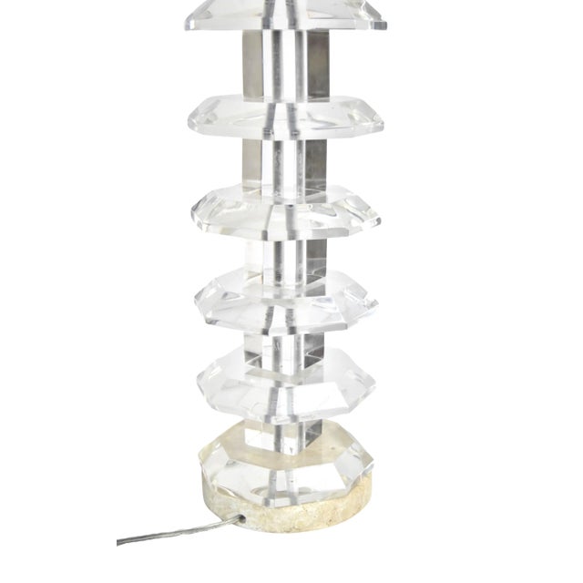 Pair of Mid 20th Century Modern Octagonal Base Acrylic Lucite Table ...