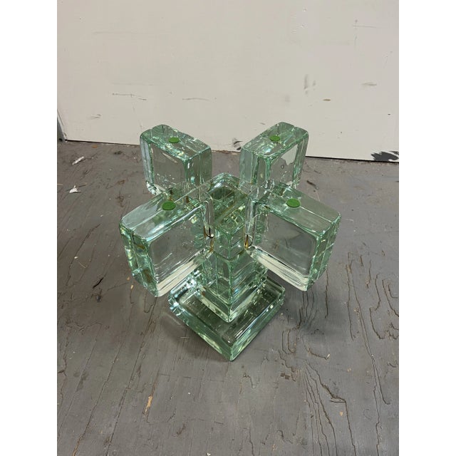Mid-Century Modern Italian Glass Block Table | Chairish