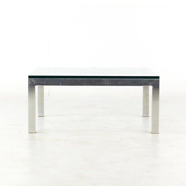 Milo Baughman Style Mid Century Chrome and Glass Coffee Table | Chairish