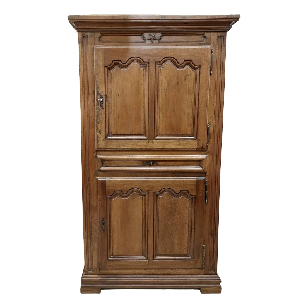 Stipo Cabinet in Walnut with Carvings and Drawer, Italy, 1700s | Chairish