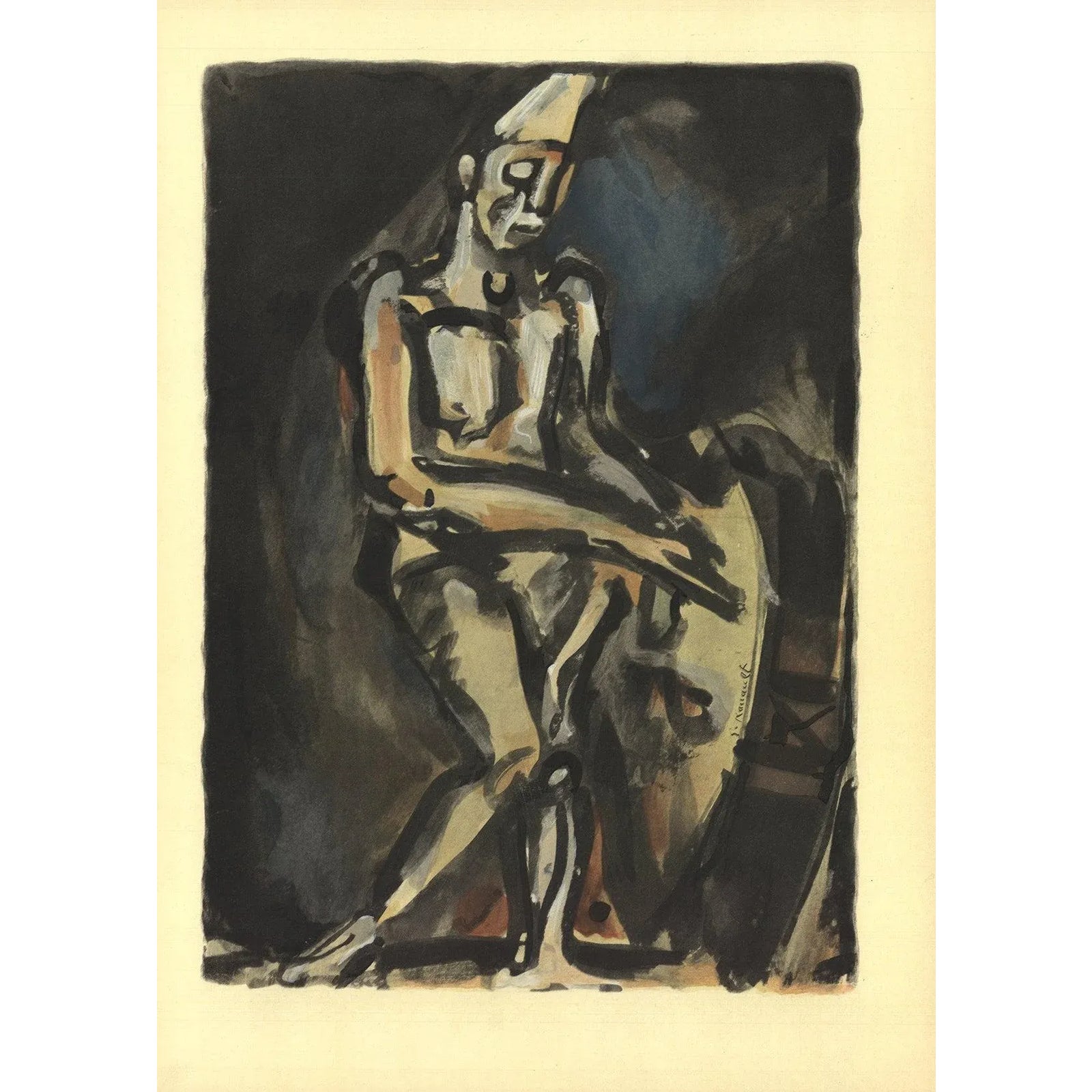 1990s Georges Rouault 'Le Clown' Modernism Brown France Lithograph ...