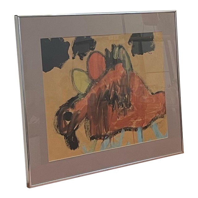 1970s Vintage Original Abstract Framed and Matted Artwork | Chairish