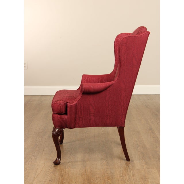 Sherrill Queen Anne Style Mahogany Wing Chair | Chairish