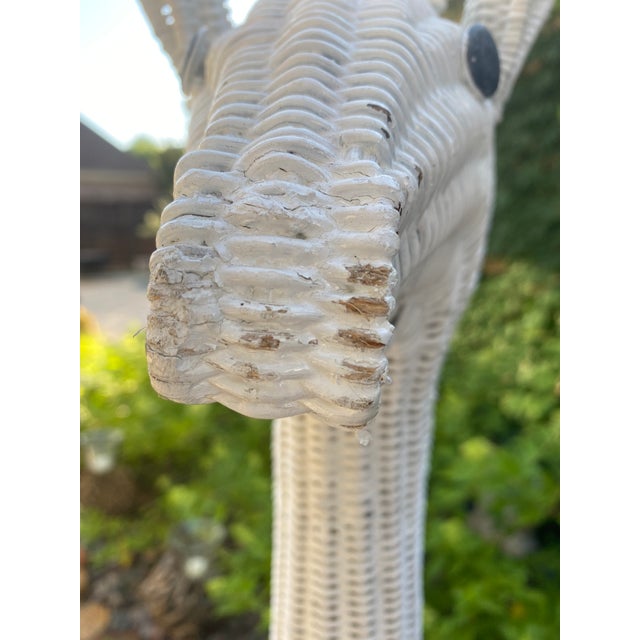 Vintage Tall White Wicker Giraffe Planter | Chairish