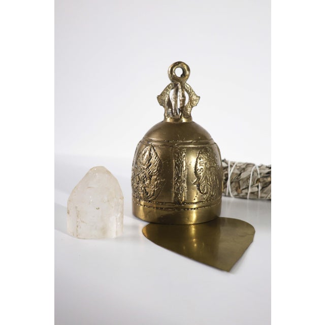 Hanging Tibetan Prayer Bell With Buddha and Ganesha Depictions | Chairish