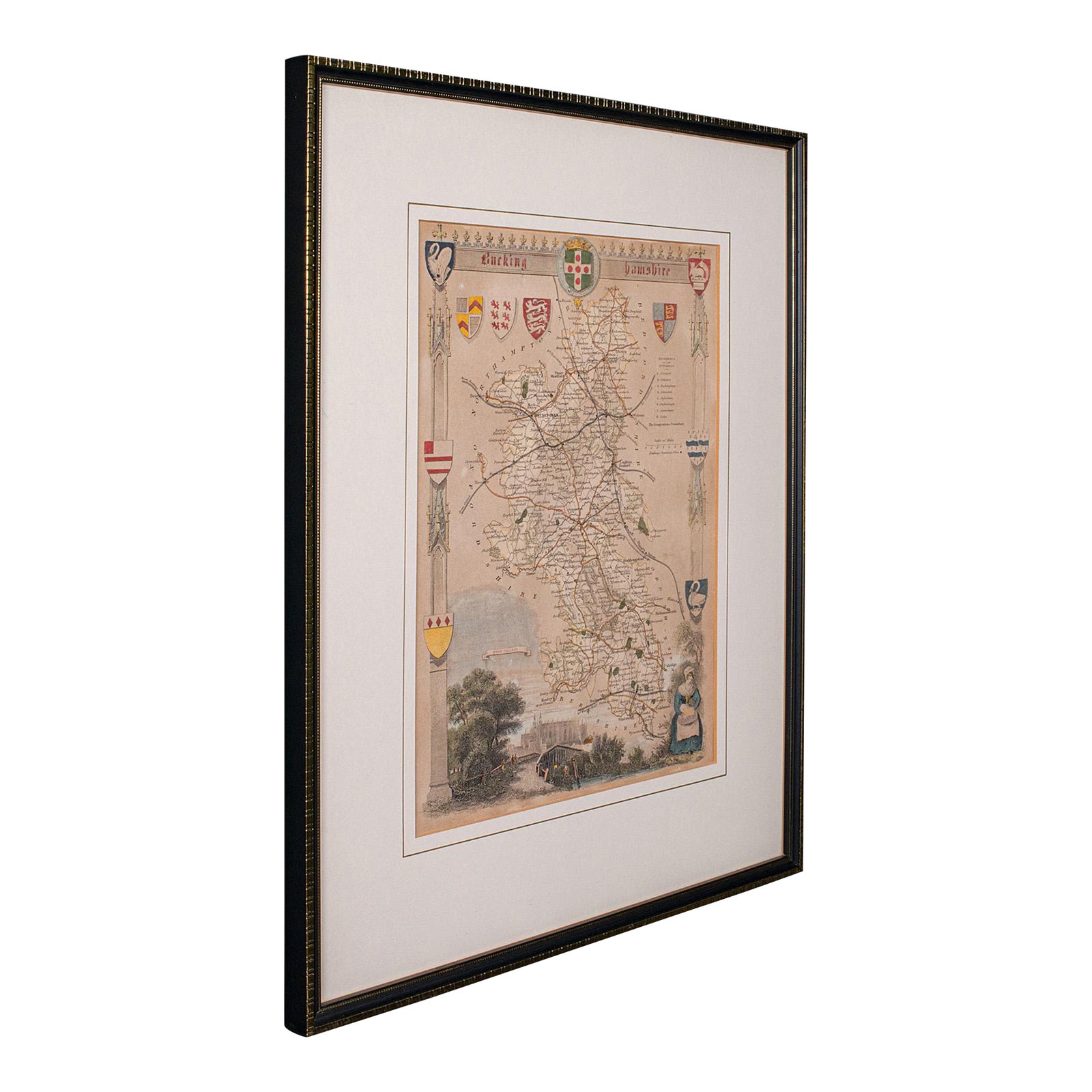 1850's Antique Lithography Map Buckinghamshire | Chairish