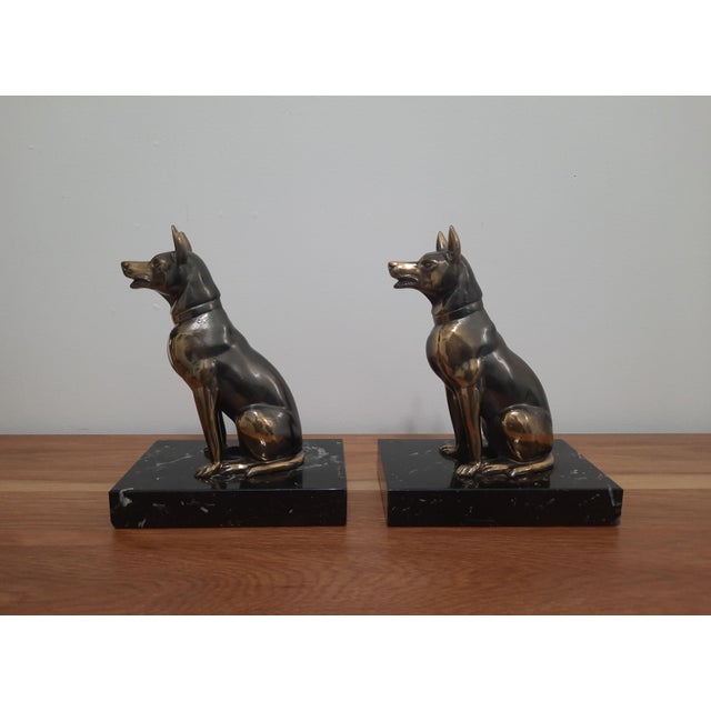1930s Art Deco Figural Bookends Doberman Dogs by Jamar - a Pair | Chairish