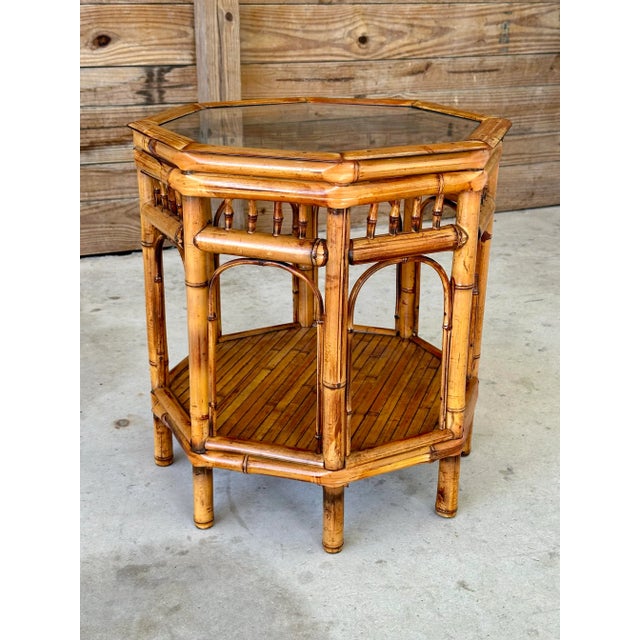 Mid-20th Century Coastal Brighton Pavillion Style Bamboo Side Table ...