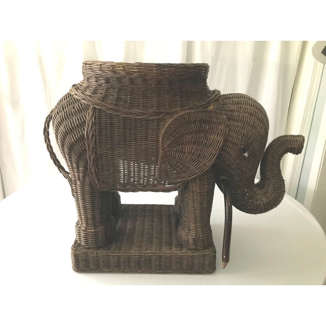 Vintage Palm Beach Regency Wicker Elephant Plant Stand | Chairish