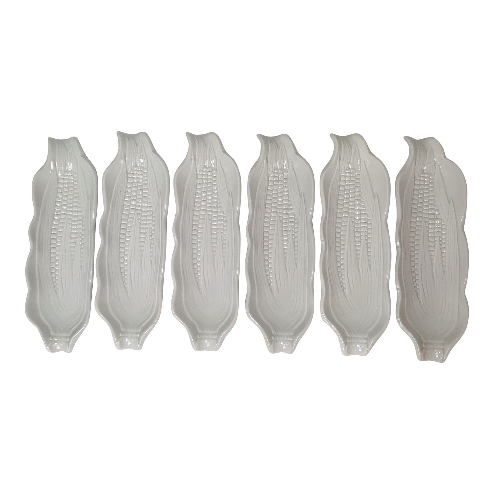 Williams Sonoma White Porcelain Corn Dishes, Set of 6 | Chairish