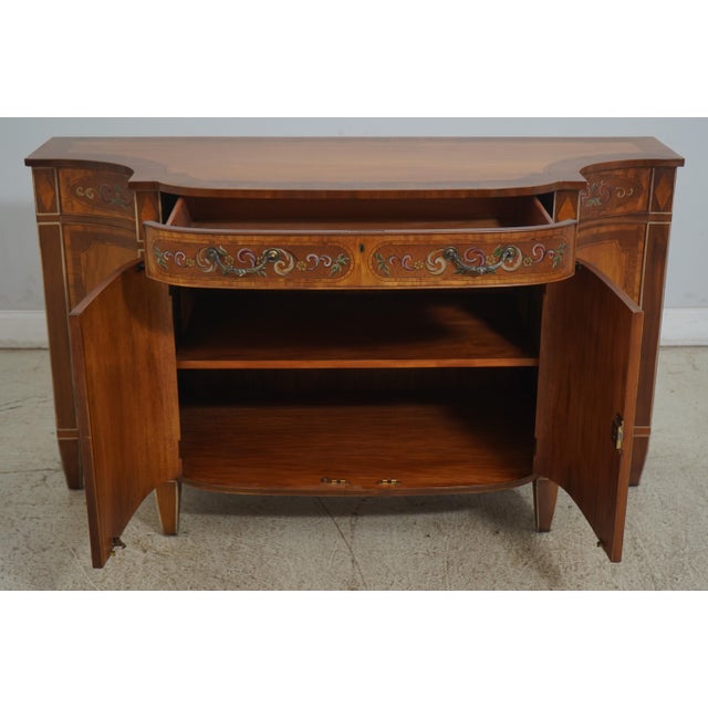 Wellington Hall Adams Paint Decorated Commode Server | Chairish