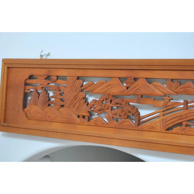 Japanese Buddhist Altar Wood Hand-Carved Panel Divider Artisan Signed ...