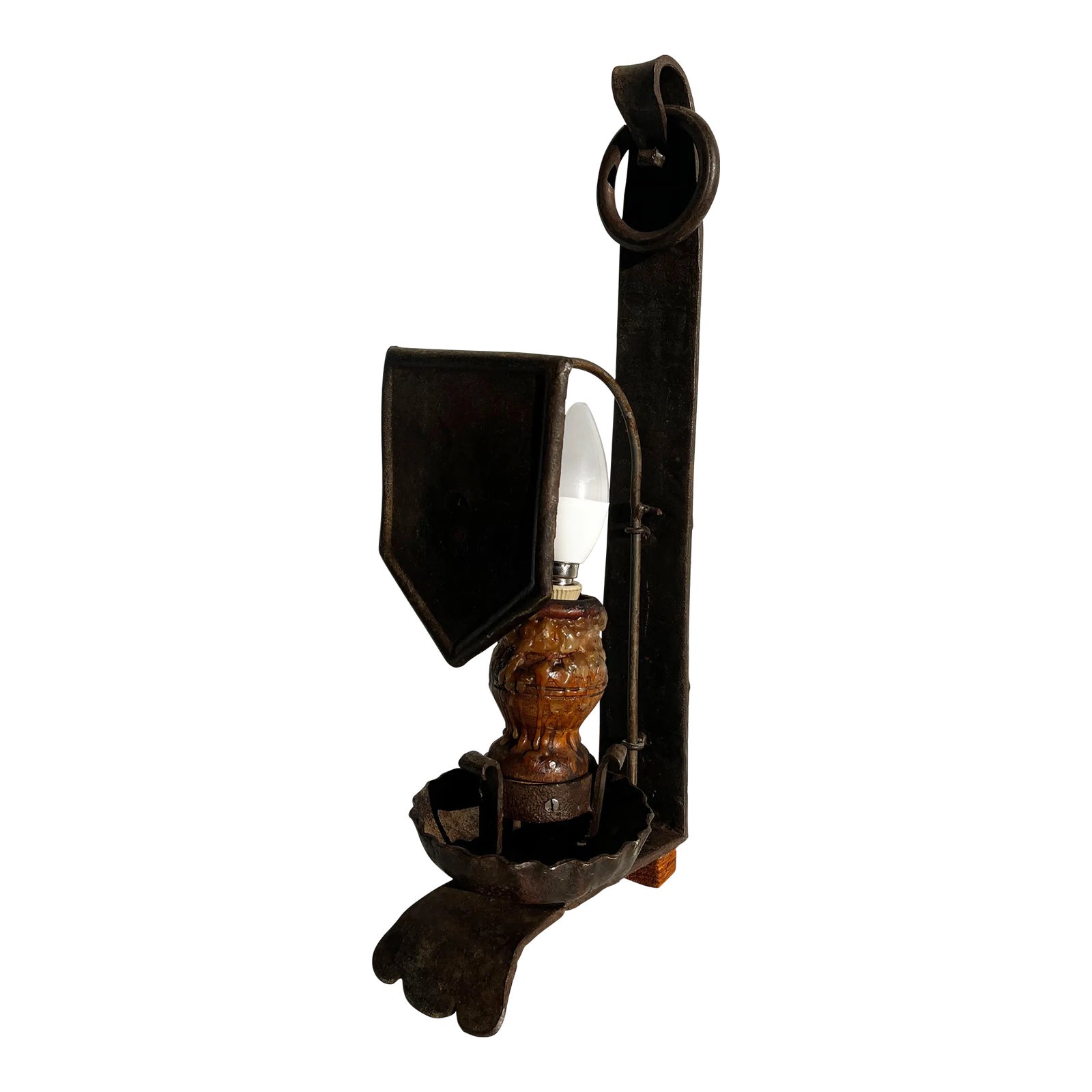 1940s Heavy Metal Lamp Converted From a Candlestick | Chairish