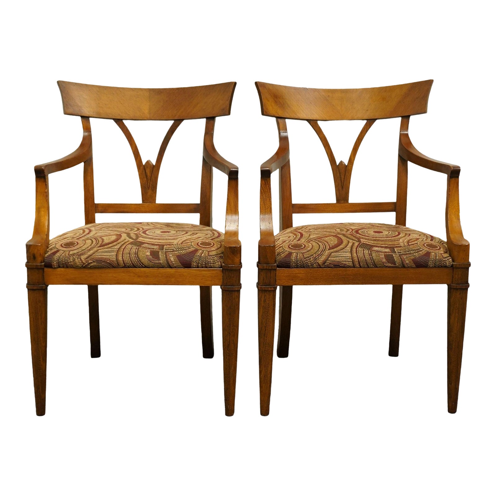 Set of 2 High End Italian Neoclassical Tuscan Style Dining Arm Chairs ...