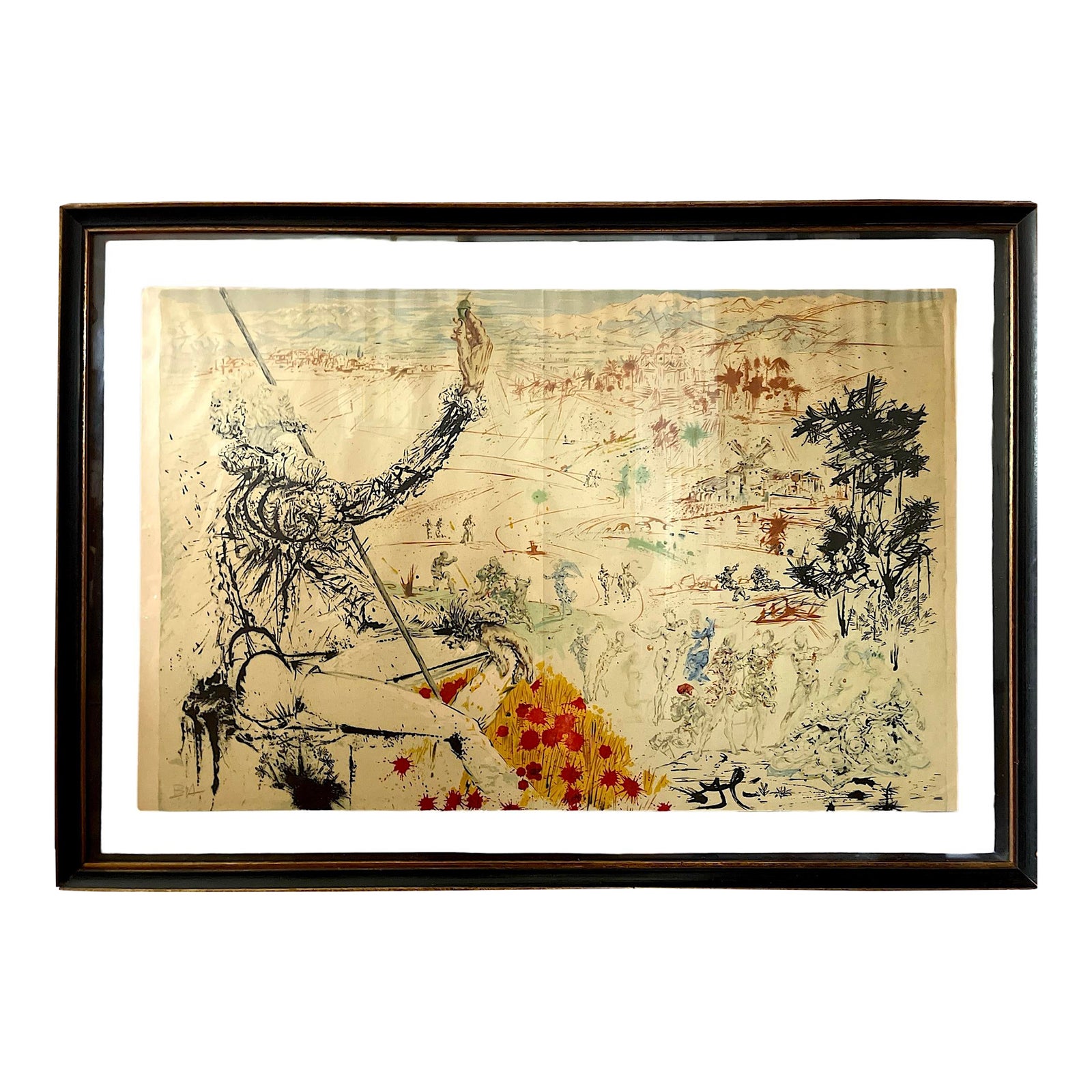 Framed 1950s Signed Salvador Dalí Lithograph Don Quixote l'Age d'Or ...