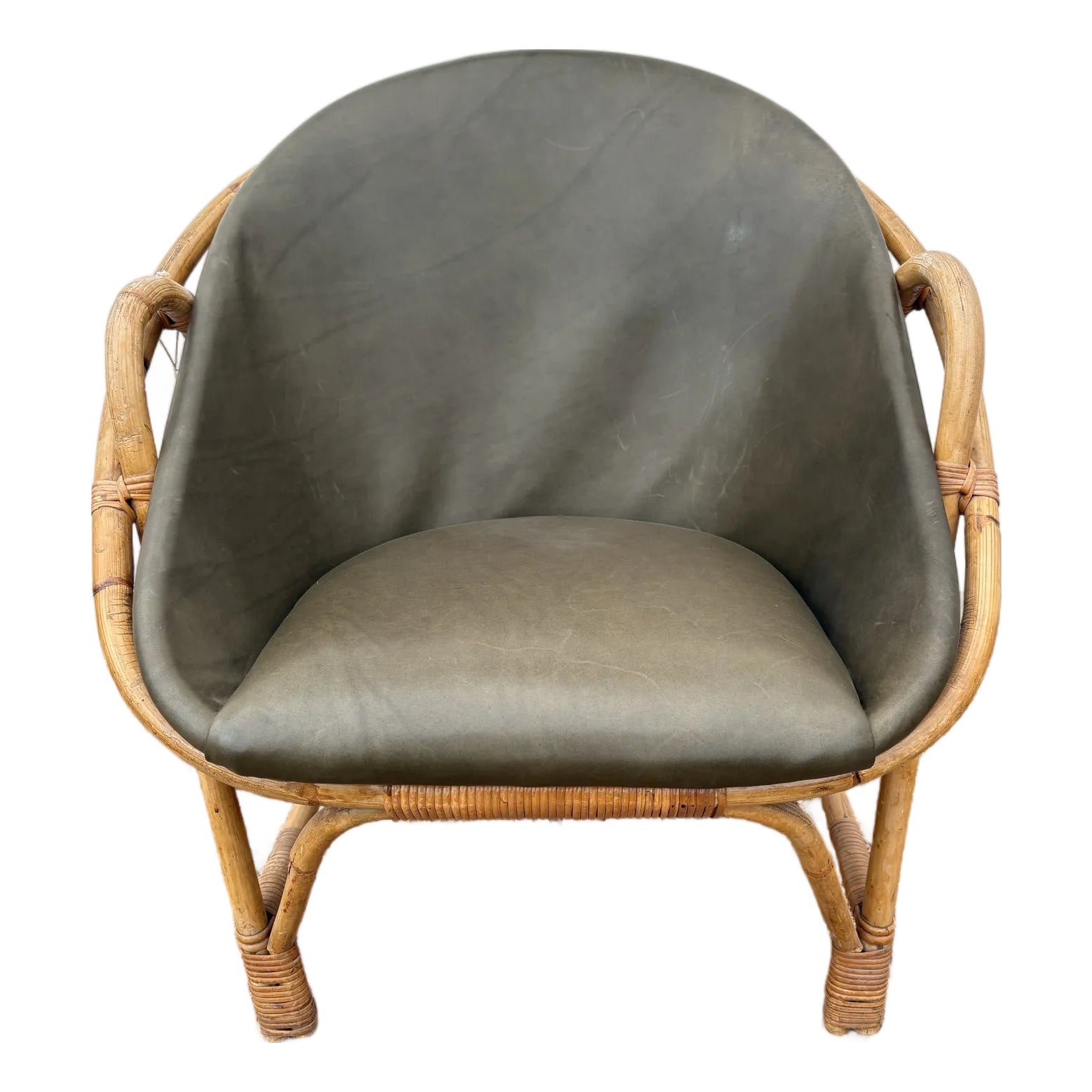 Mid 20th Century MCM Danish Rattan Chair in Moore & Giles Leather ...